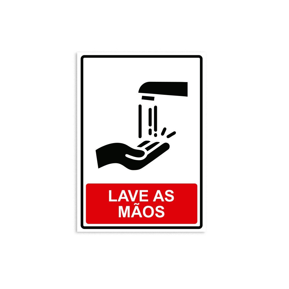 Placa de Sinalização Lave as Mãos | MadeiraMadeira