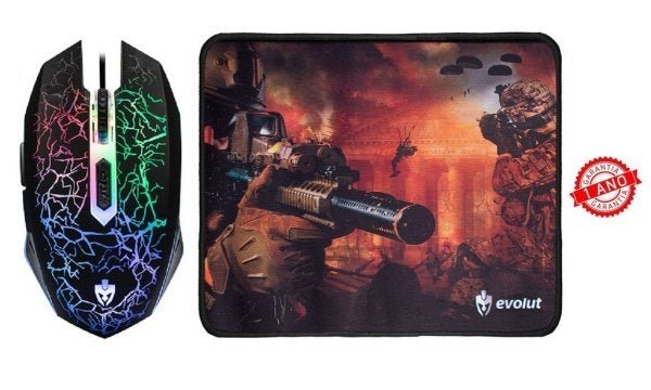 Kit Mouse Gamer Rayden Led Rgb Com Mouse Pad Médio Evolut Speed EG ...