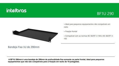 Bandeja Fixa Para Rack 19 1u X 290mm Bf1u Intelbras | MadeiraMadeira