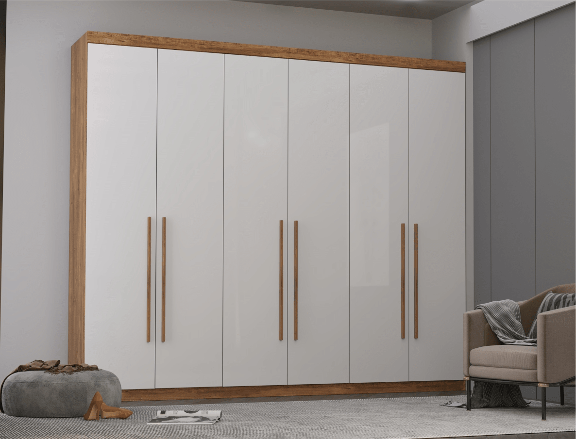 Guarda Roupa Supreme Max Canela/Off White 6 Portas - MiraRack ...