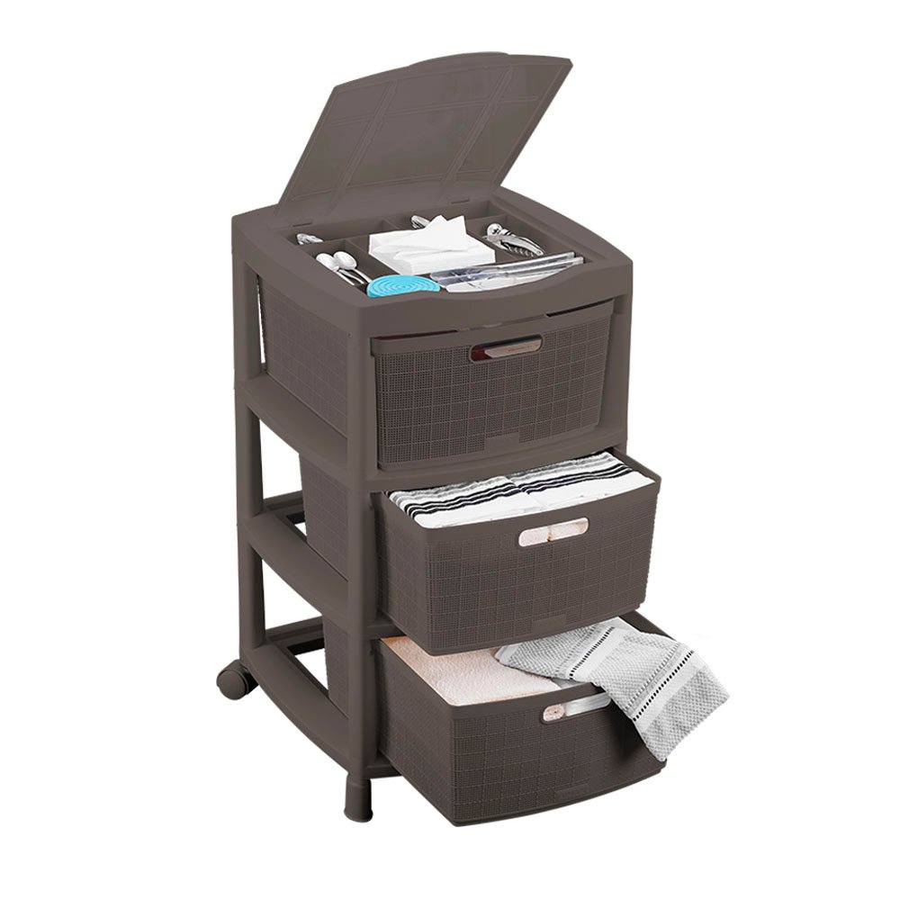 Gaveteiro com Tampa Organizadora 3 Gavetas Fique Mocca Rimax ...