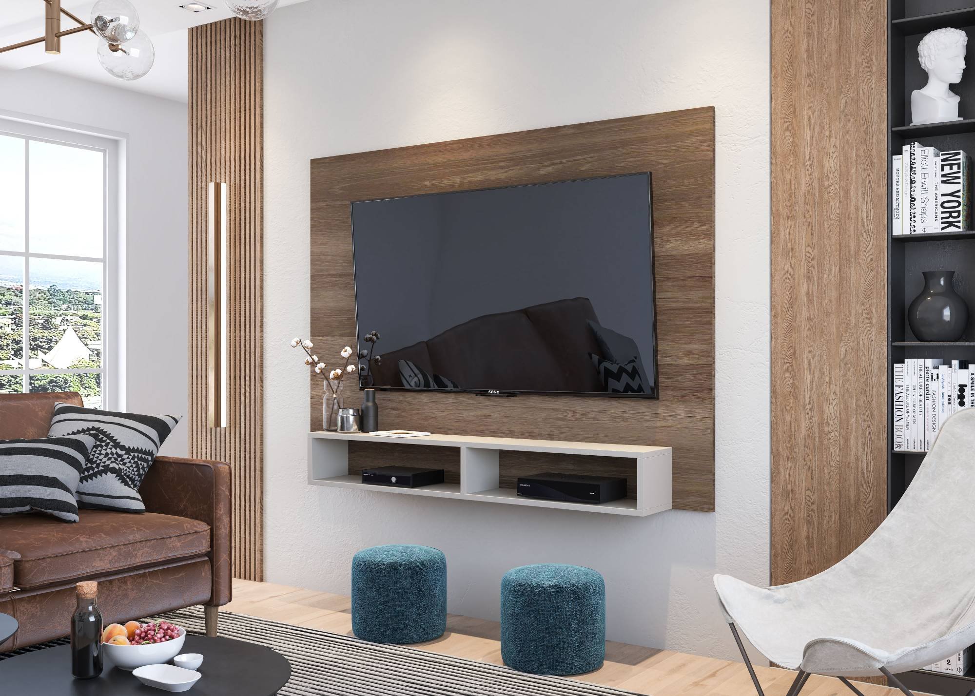 PAINEL ITALIA POP 1609 Naturale/off white MOVEIS PARANA | MadeiraMadeira