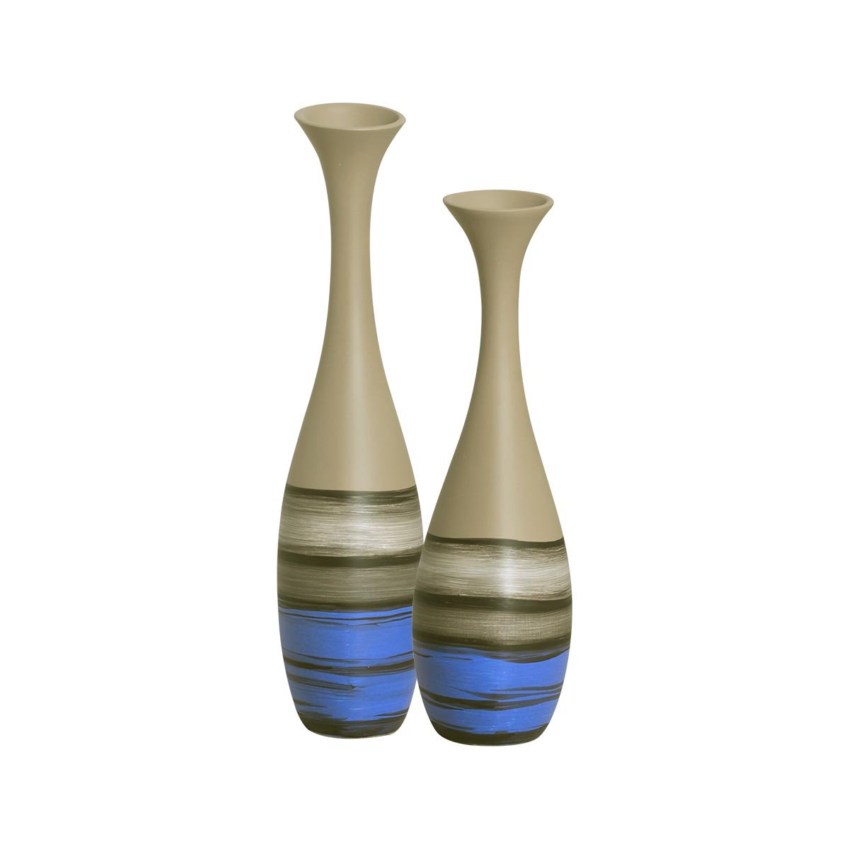 Dupla Vaso Listra Azul de Cerâmica para Decoração Vanguard Allegro ...