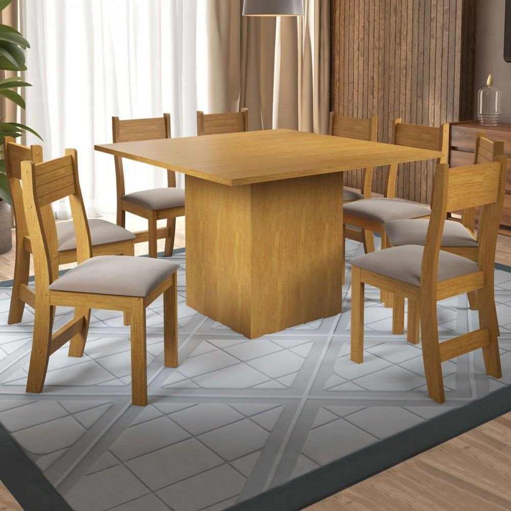 Mesa de Jantar 8 Lugares Carpa Mel/clay - Pnr Móveis | MadeiraMadeira