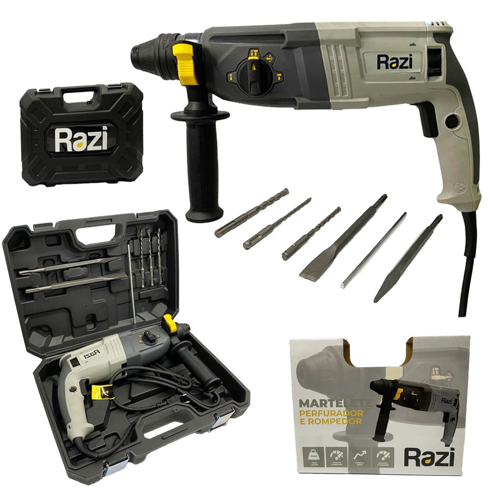 Martelete Perfurador e Rompedor Mob Bhd 2630 3.1Kg 800w Razi | MadeiraMadeira