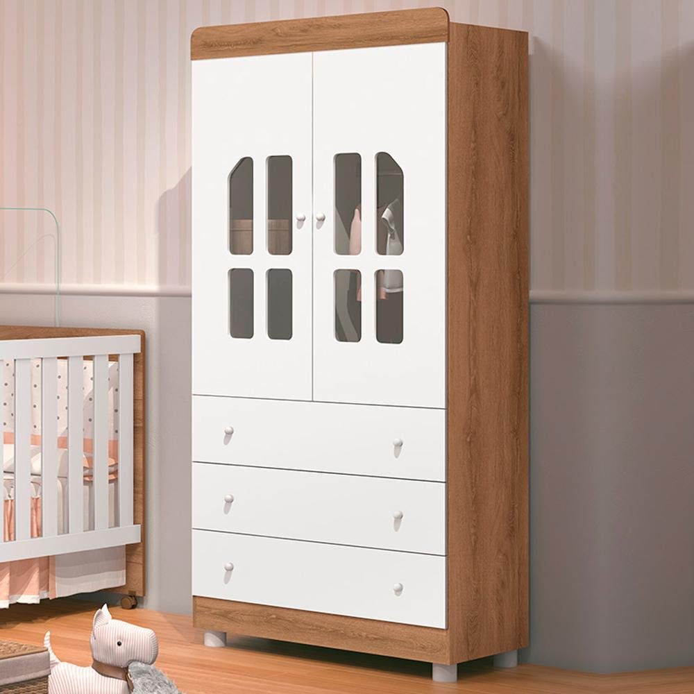 Guarda Roupas Infantil 2 Portas Katatau Reller Branco Brilho / Mezzo ...