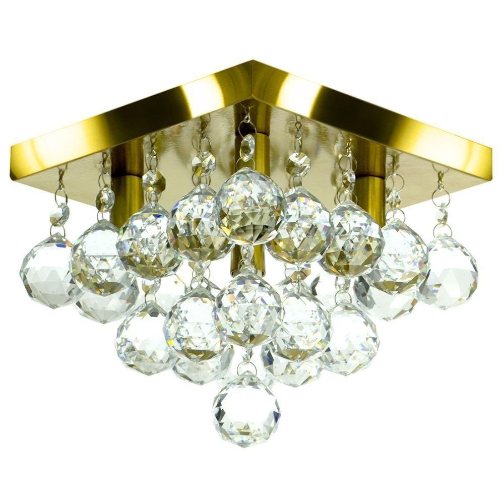 Lustre De Cristal Legitimo Classic Square 20x20 Dourado | MadeiraMadeira