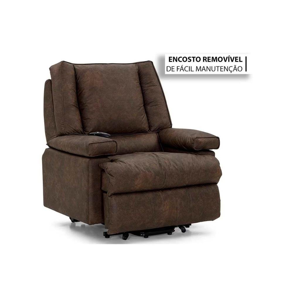 Poltrona Reclinável Motorizada p/ Sala MH 3678 c/ Lift Courano Marrom ...