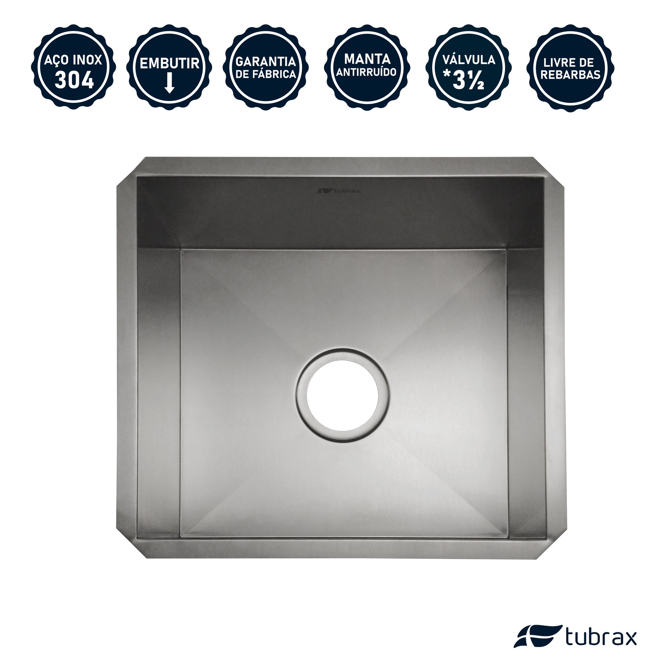 Cuba de cozinha produzida em aço inox 304 - CAC0019-N | MadeiraMadeira