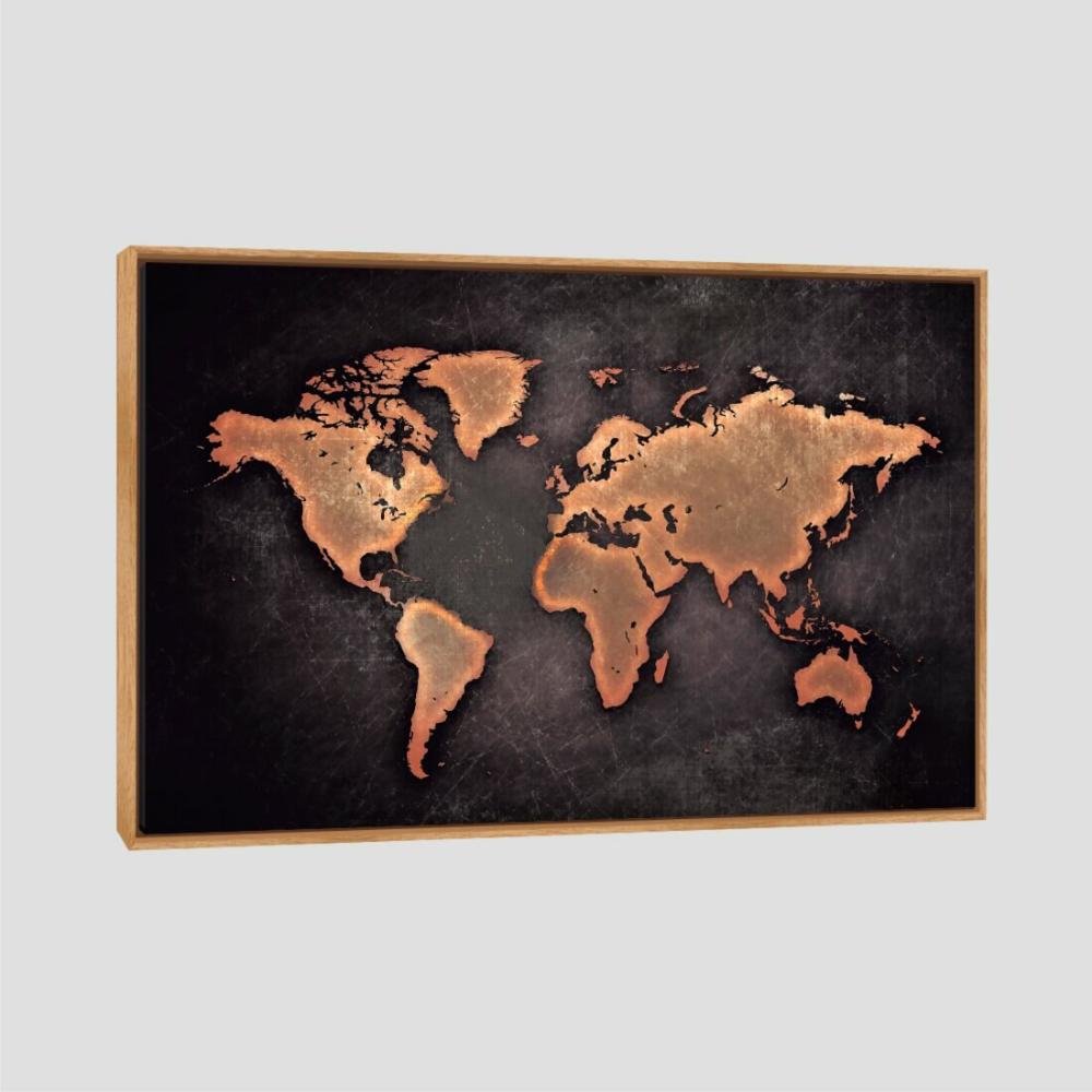 Quadro Mapas Mapa Mundi Vintage Ii Tela Moldura Bege 45X30Cm ...