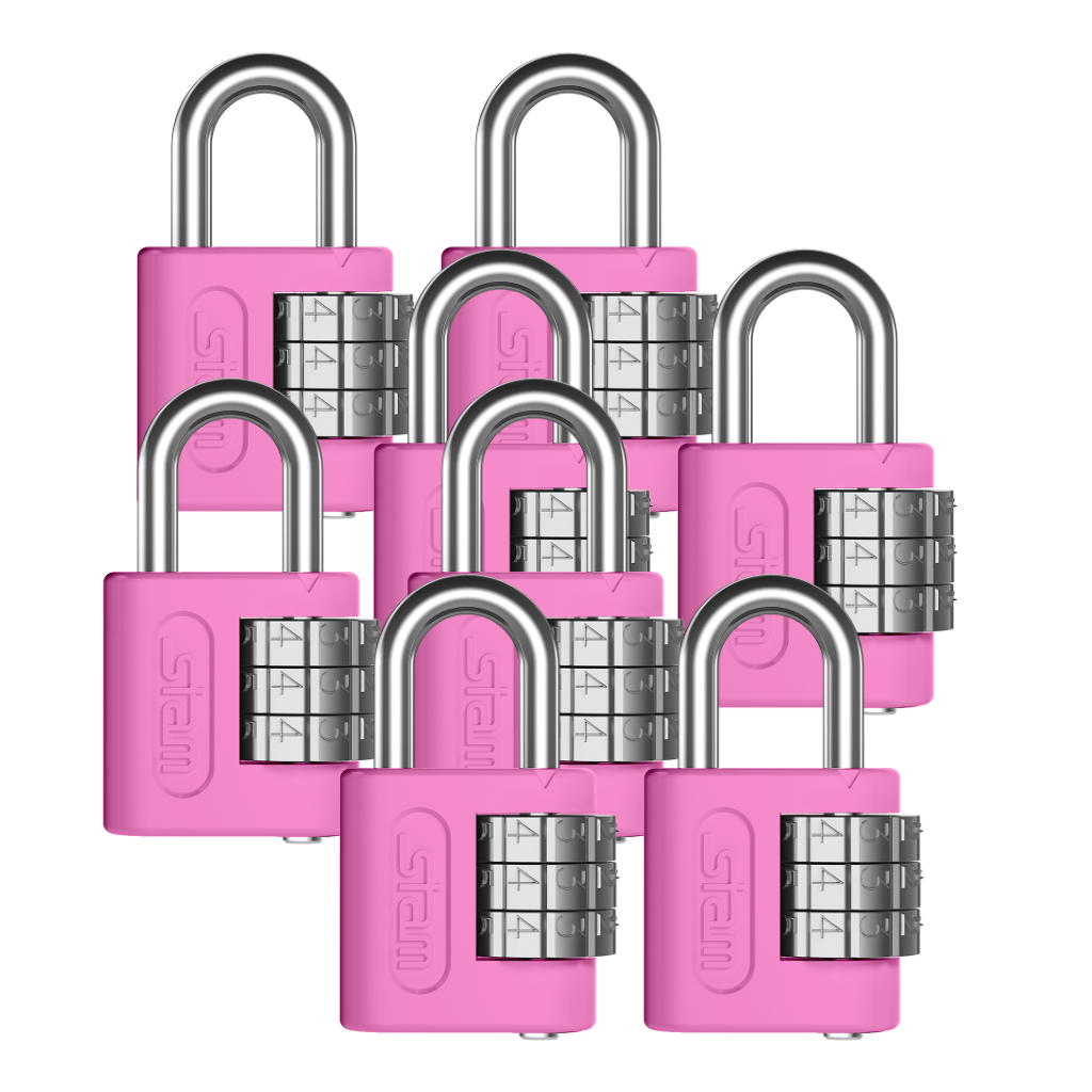 Kit 8 Cadeados Segredos Com Senha 25mm Rosa - Stam | MadeiraMadeira