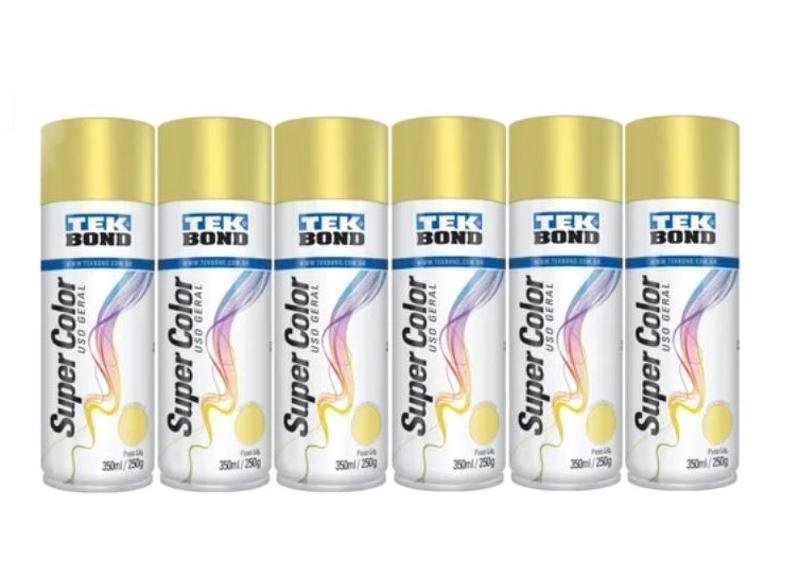 Kit 6 Tintas Spray Dourado 350ml Tekbond | MadeiraMadeira