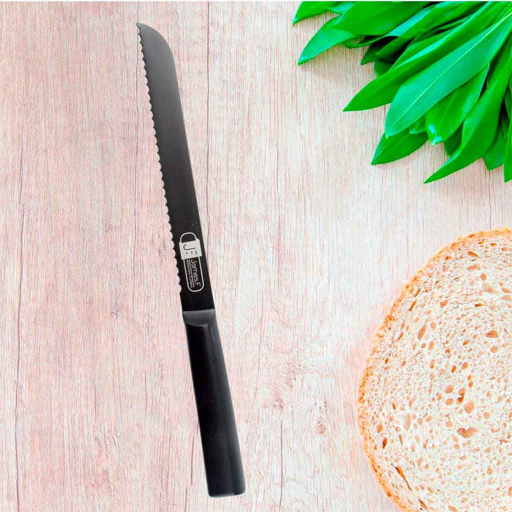 Faca de Pão 8 em Aço Inox Black James F | MadeiraMadeira