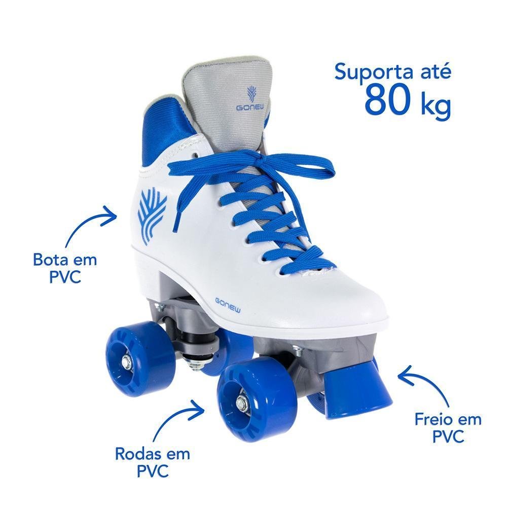 Patins Go Quad Basic Rolamento 608Zz Bel Bco E Azul - 36 | MadeiraMadeira