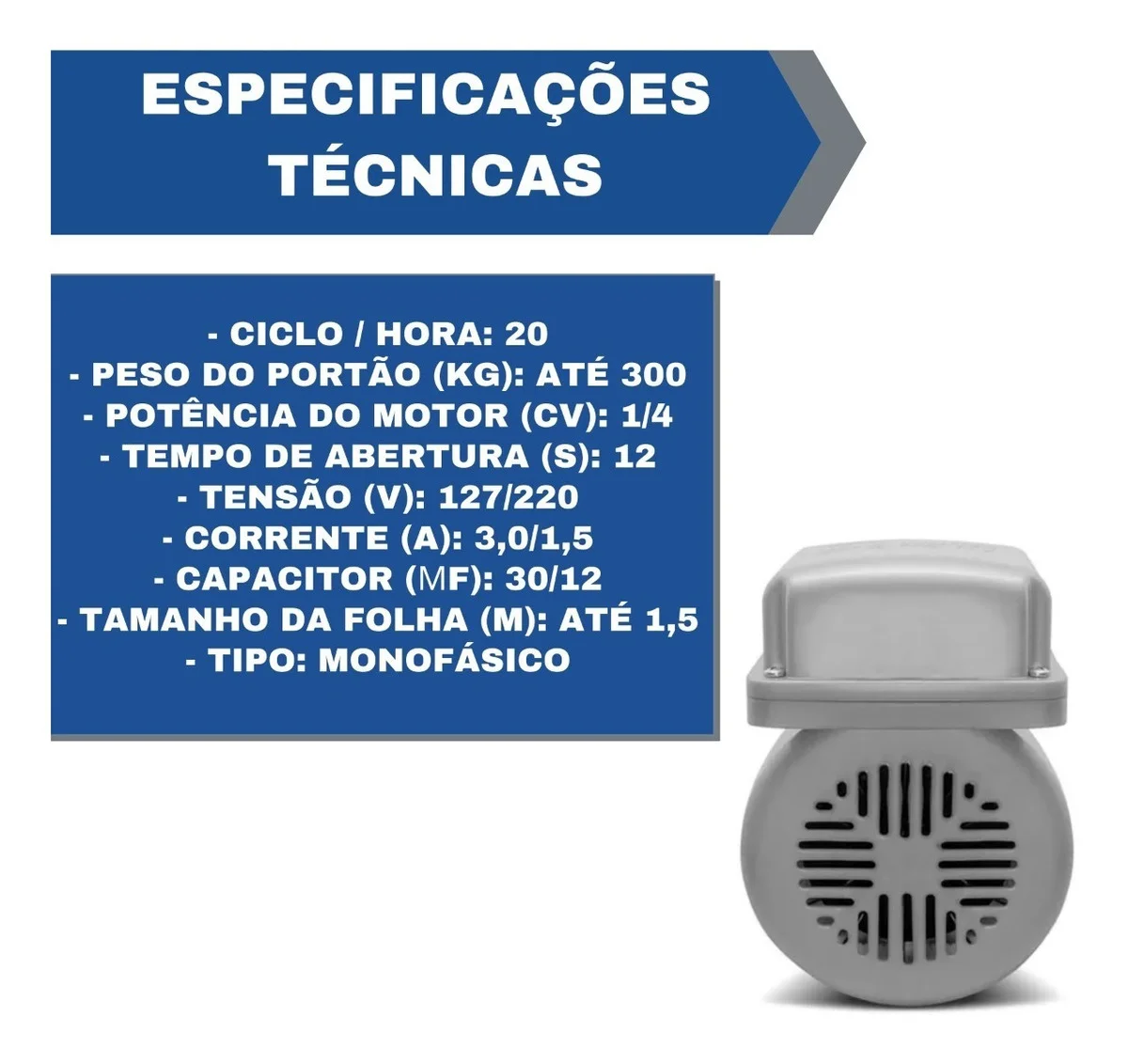 Motor Portão 2 F De 1,5 Pivo Gatter 0,75m Peccinin C/ Suport ...