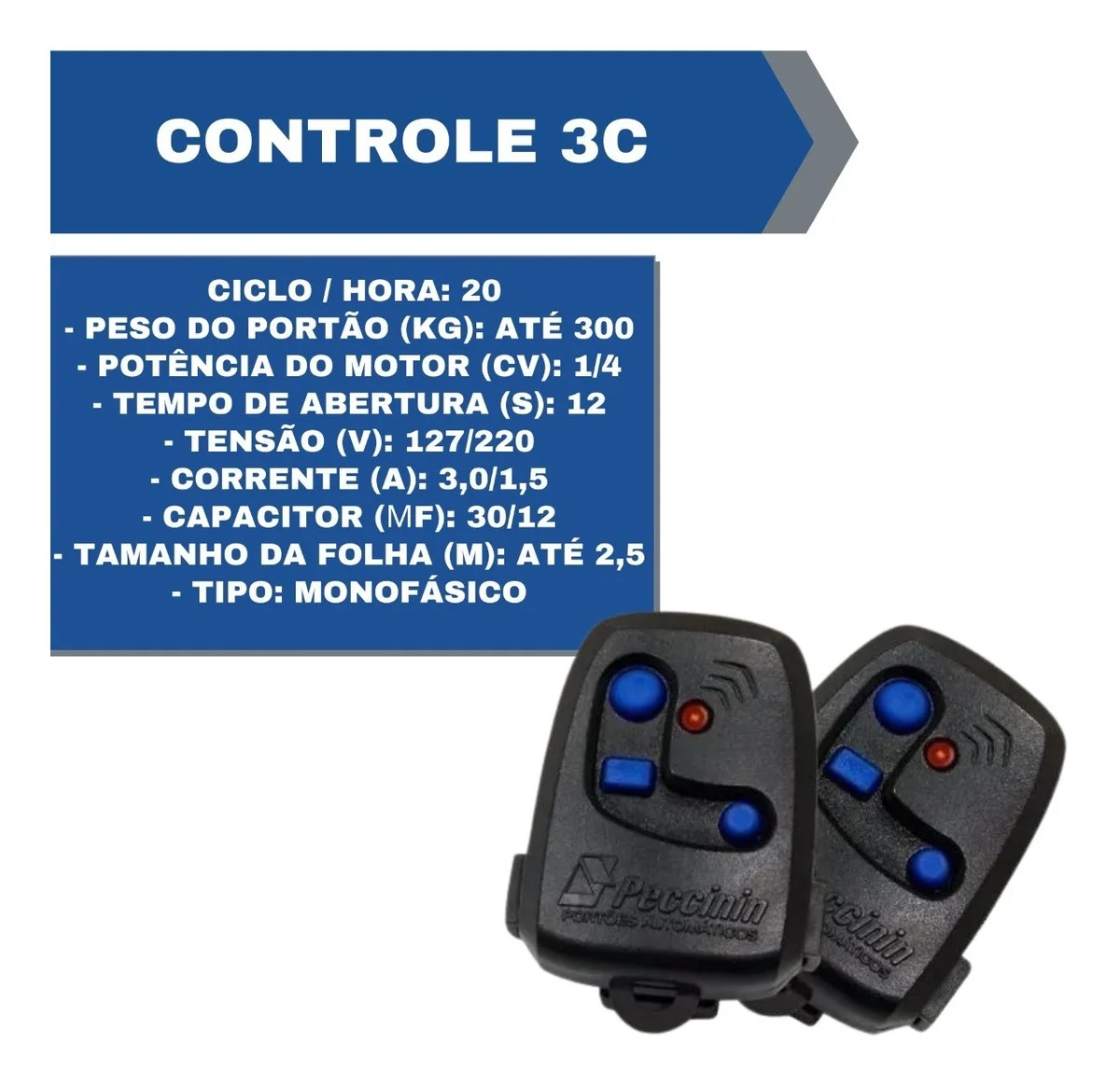 Motor Portão 2 F De 1,5 Pivo Gatter 0,75m Peccinin C/ Suport ...