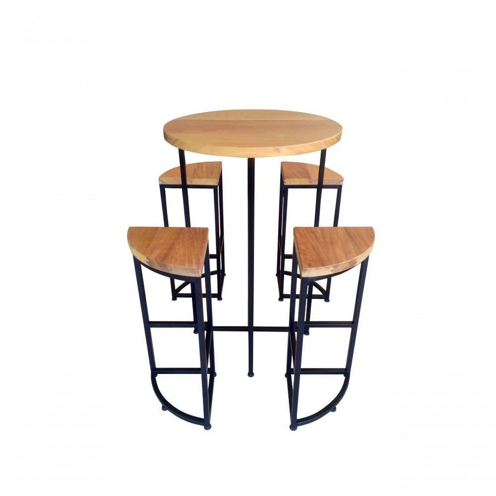 Conjunto Mesa Bistro Alta Madeira Estilo Industrial 0,60Mts | MadeiraMadeira