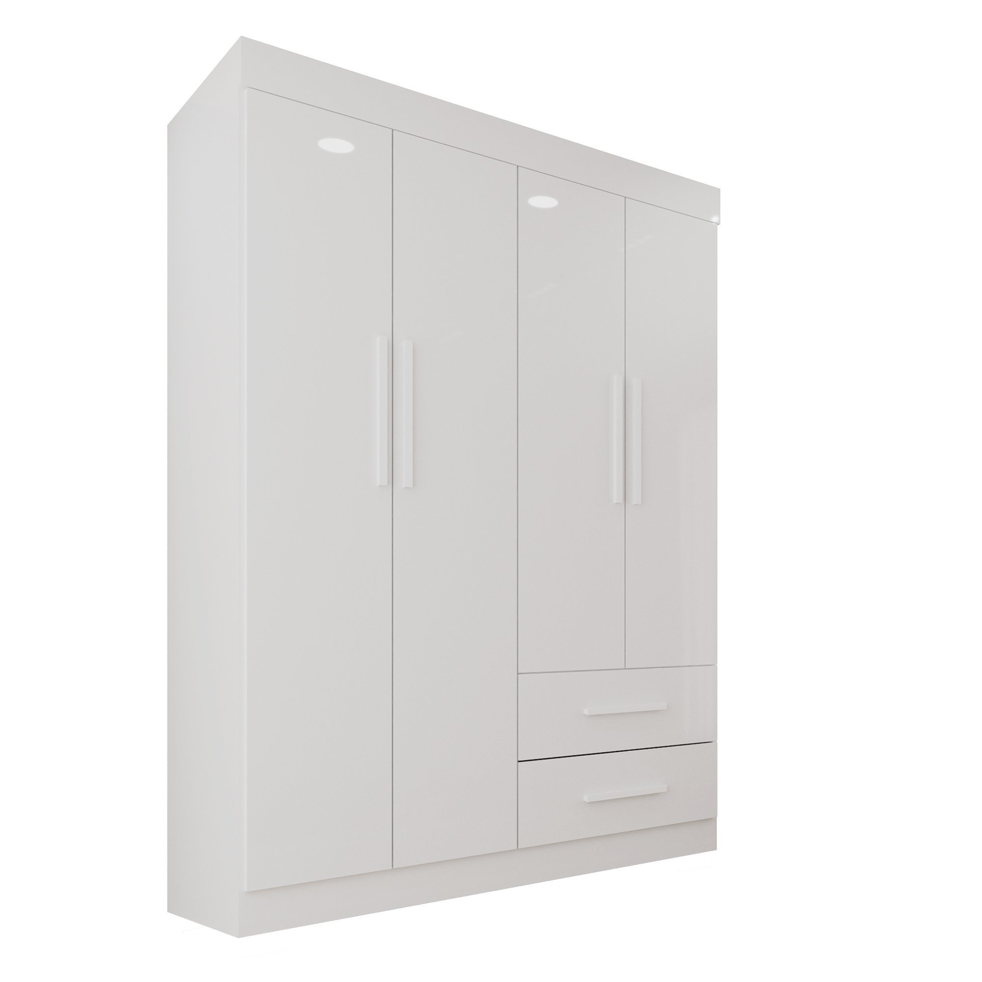 Guarda Roupa 4 Portas 2 Gavetas Mdp Branco | MadeiraMadeira