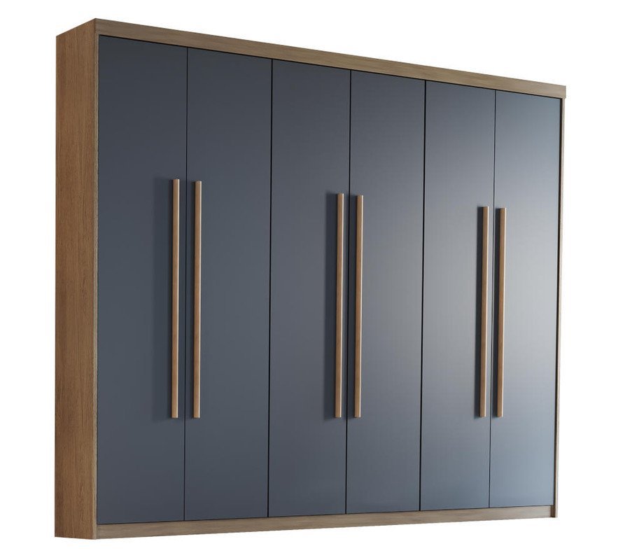 Guarda Roupa Solteiro 6 Portas 2 Gavetas - Hawai-Imbuia/Grafite ...