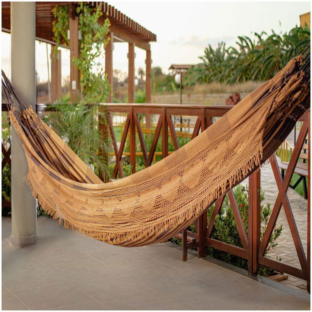 Rede De Dormir Jaguaruana Caramelo Com Marrom Especial | MadeiraMadeira