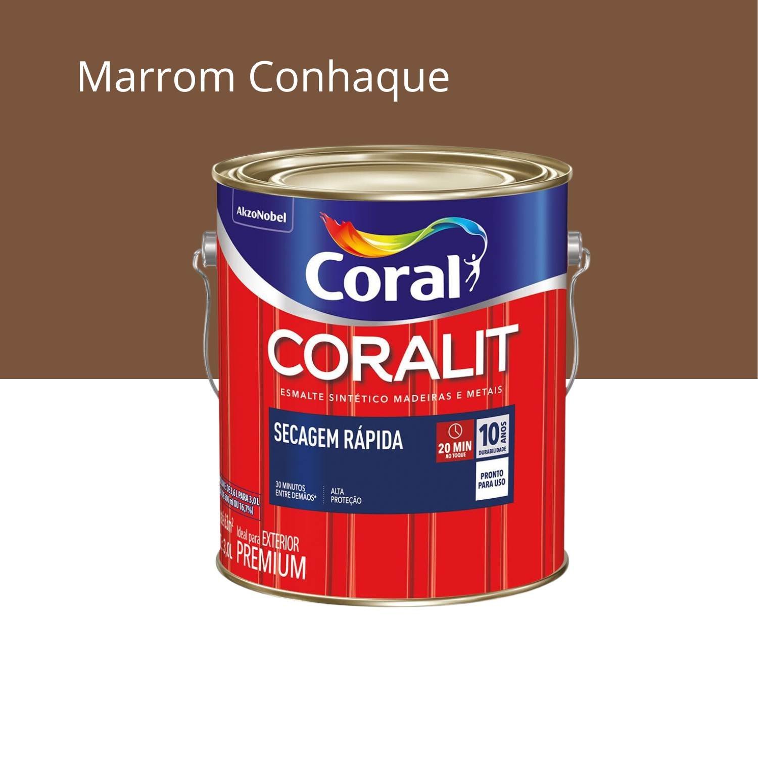 Coral Coralit Esmalte Brilhante Secagem Rapida Marrom Conhaque 3,0l ...