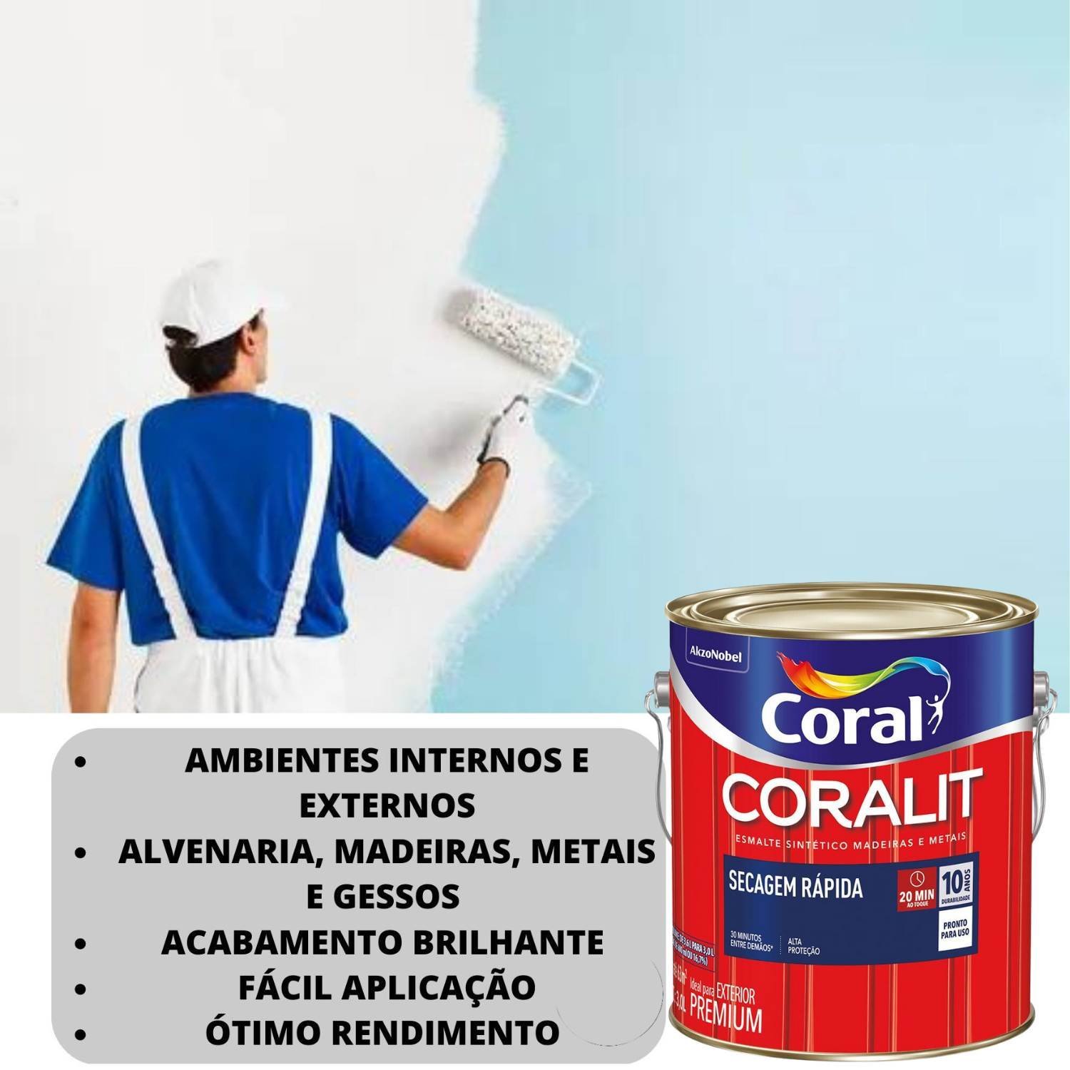 Coral Coralit Esmalte Brilhante Secagem Rapida Marrom Conhaque 3,0l ...