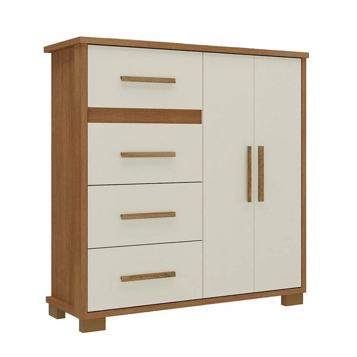 Cômoda 4 Gavetas 2 Portas Bella Rodial Cinamomo Off White | MadeiraMadeira