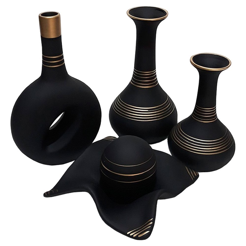 Conjunto Par Long Pipe com Cantil e Centro de Mesa Fosca - Black Gold ...