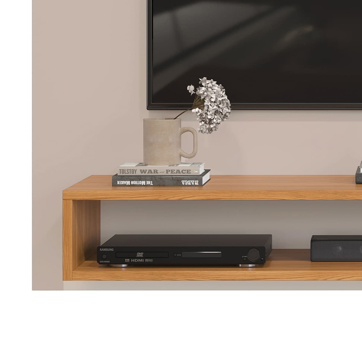 Painel Suspenso Jasmim TV 50" Carvalho Nobre e Griz Bnn Decor DJ Móveis ...