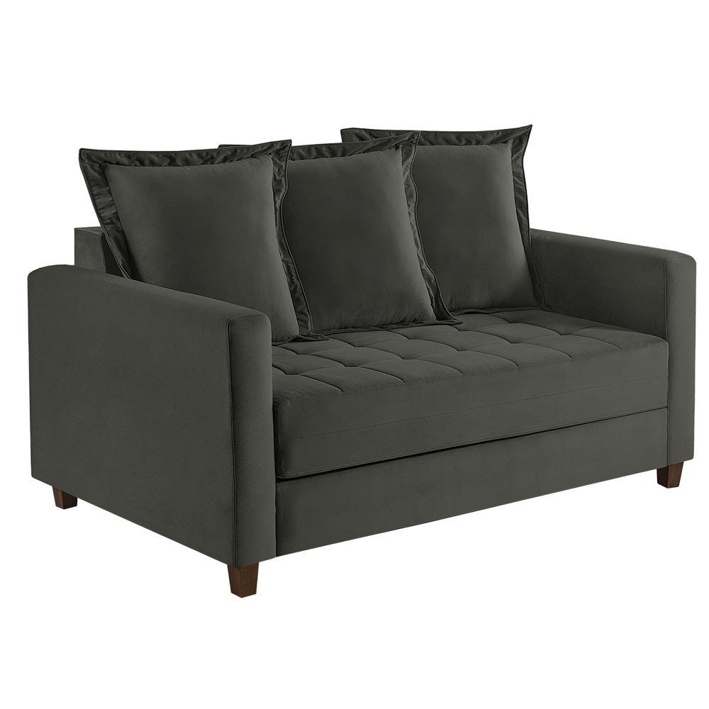 Sofa Cama Rocca Colchao Casal Pés de Madeira Talento Móveis ...