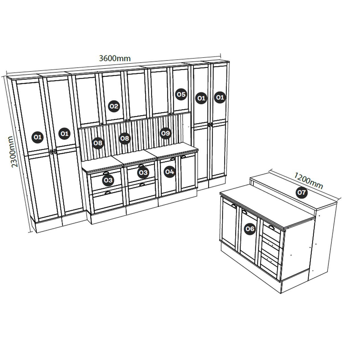 Cozinha Completa em Mdf Modulável com Paineis Ripados Cor:titanio ...