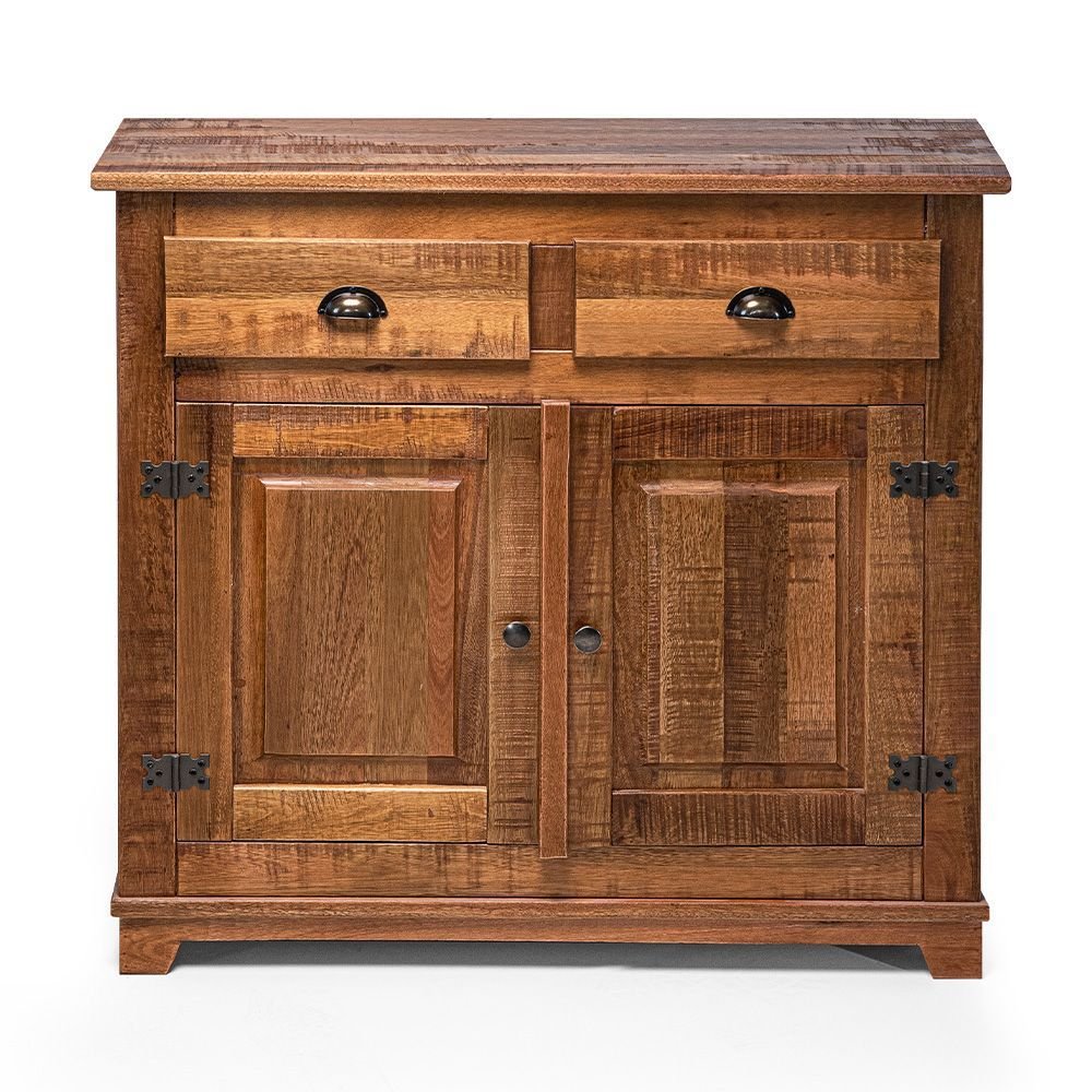 Armário Rústico Decorativo em Madeira Maciça 2 Portas 2 Gavetas ...