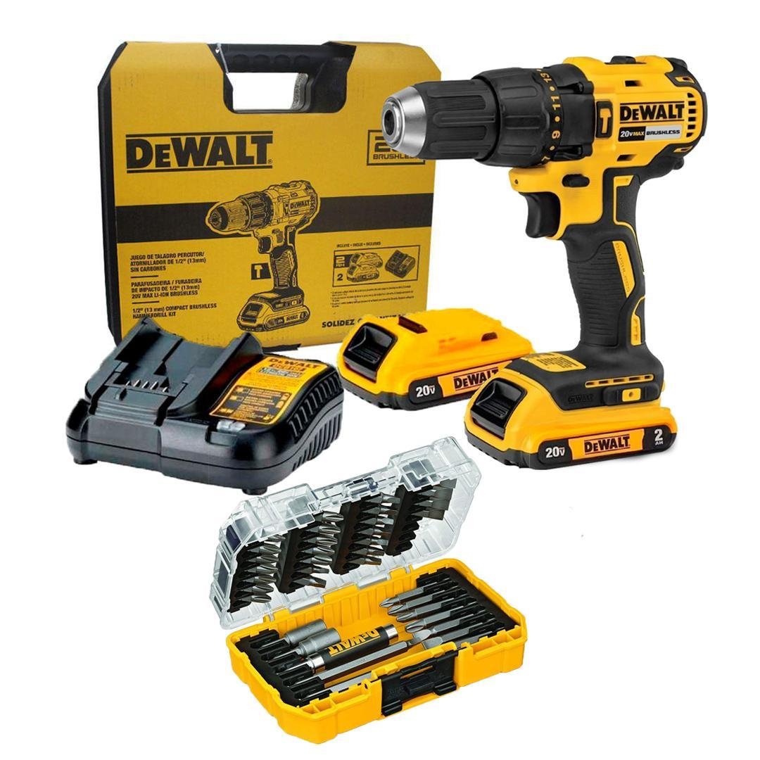 Parafusadeira Furad Impct 20v Dcd778 1d2 Dewalt Brush + Bits ...