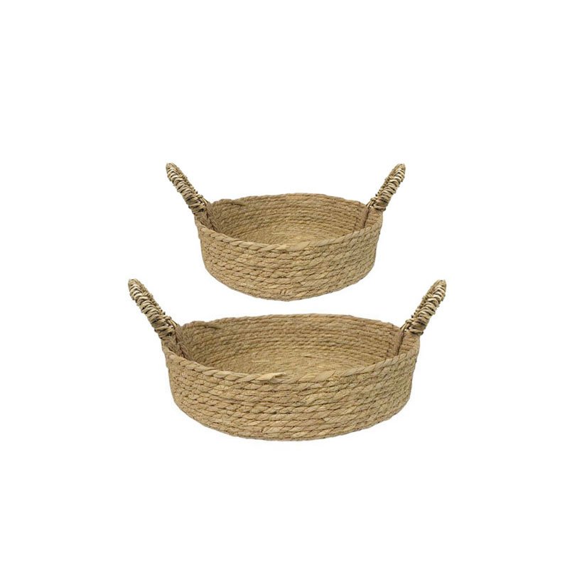 Cestos Fibra Natural Junco Palha Corda Cestas Kit 2un | MadeiraMadeira