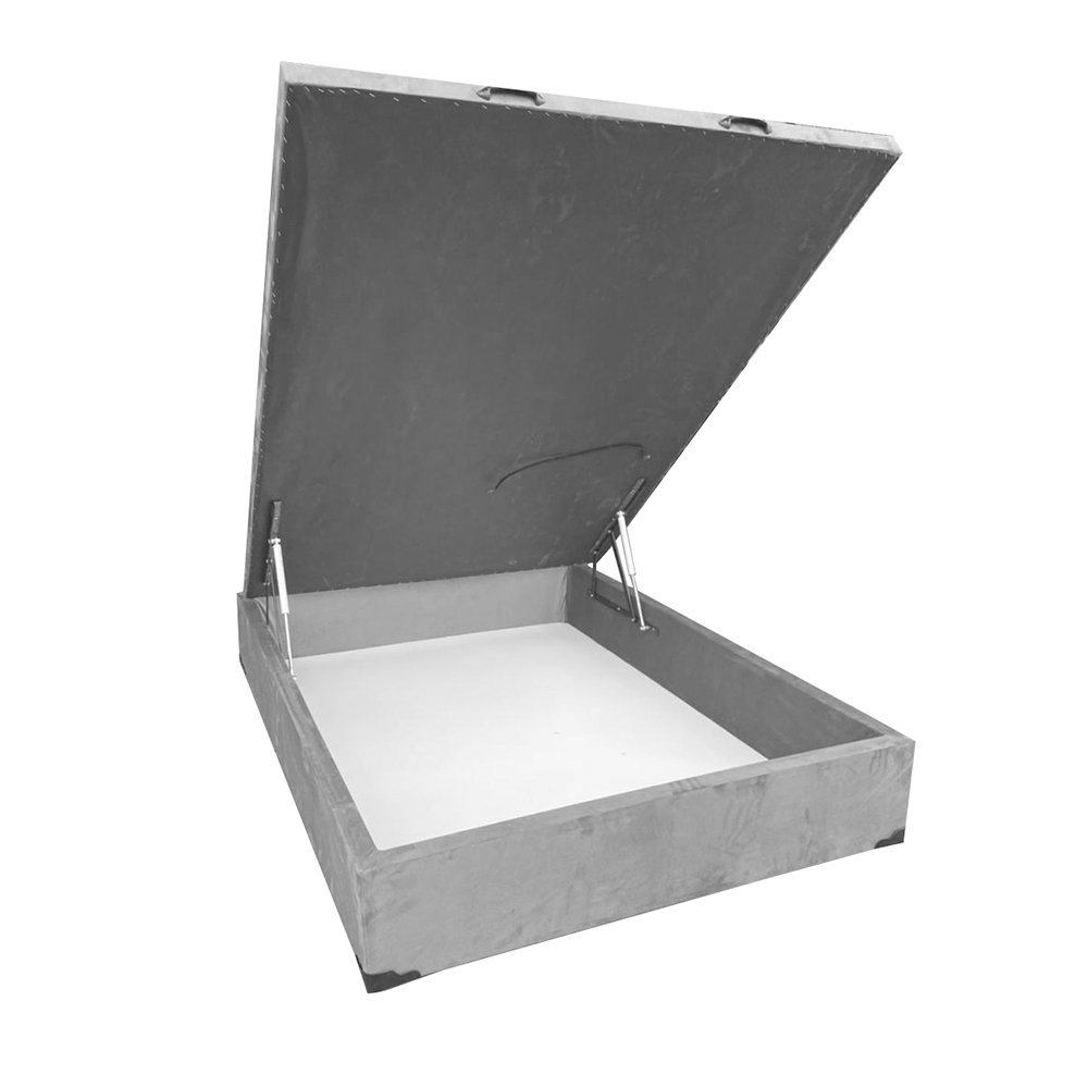 Base Box Baú Para Cama Casal 1,38 M Slim Suede Bege | MadeiraMadeira