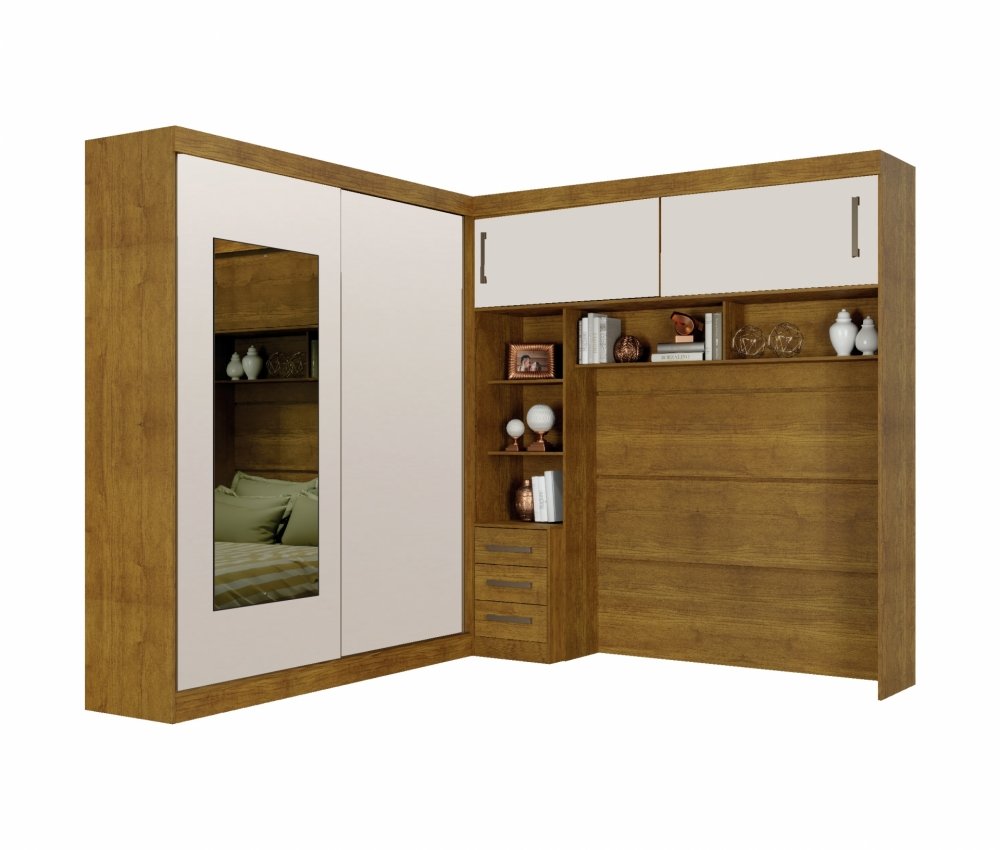 Guarda Roupa Modulado com Espelho 2,59m 2 Portas de Correr 7 Gavetas ...