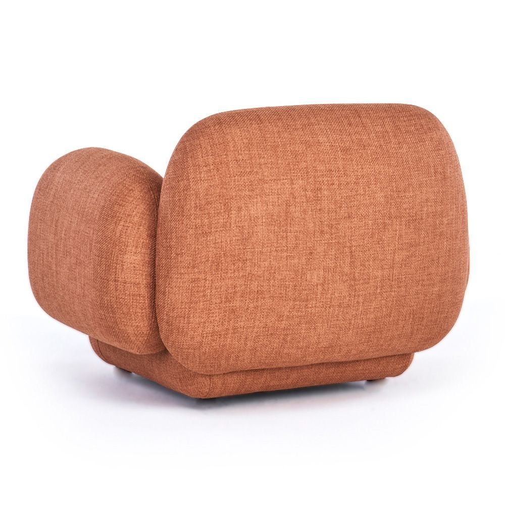 Poltrona Decorativa Orgânica para Sala Living com Puff Valley P07 Linho Tramado Terracota - Lyam ...