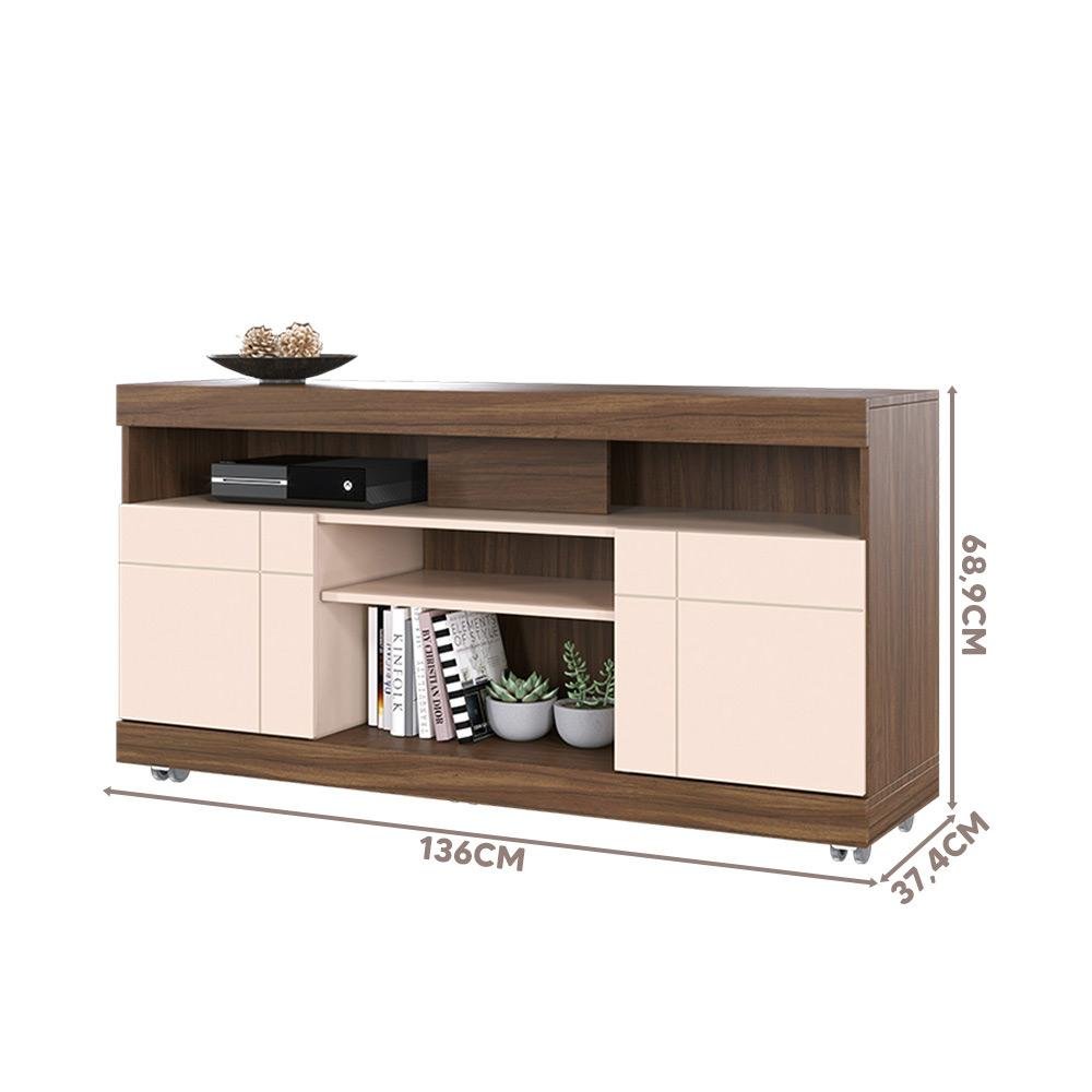 Rack Pequeno Para TV Até 43 Polegadas 136cm Nogueira Real Off White ...