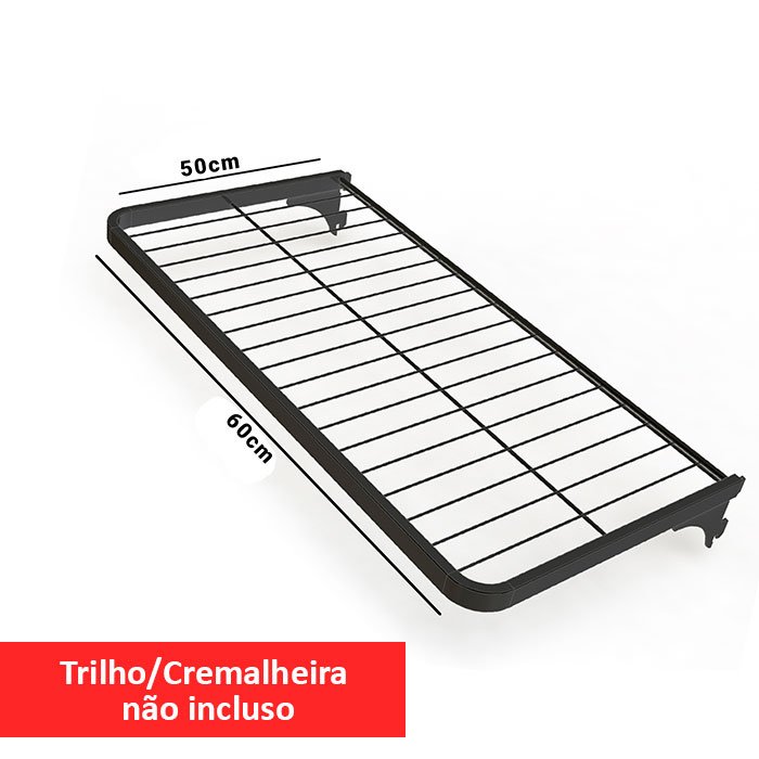 1 Prateleira Aramada Closet 60x50cm para Trilho Cremalheira ...