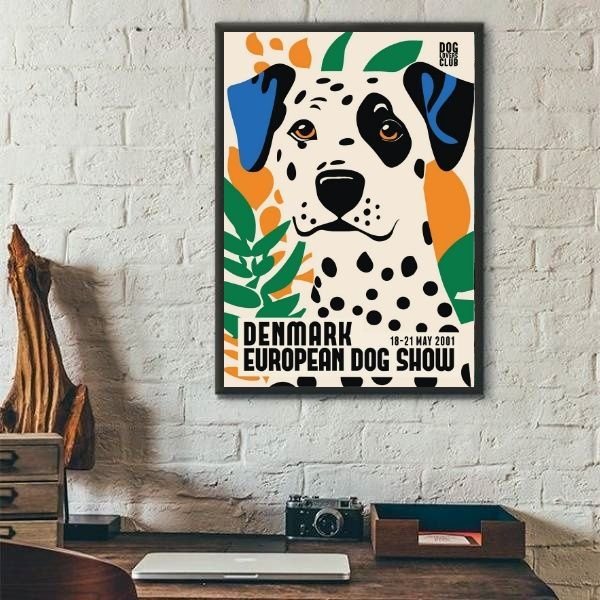 Quadro Dálmata - Denmark Dog Show Poster 45x34cm - com Vidro:moldura ...