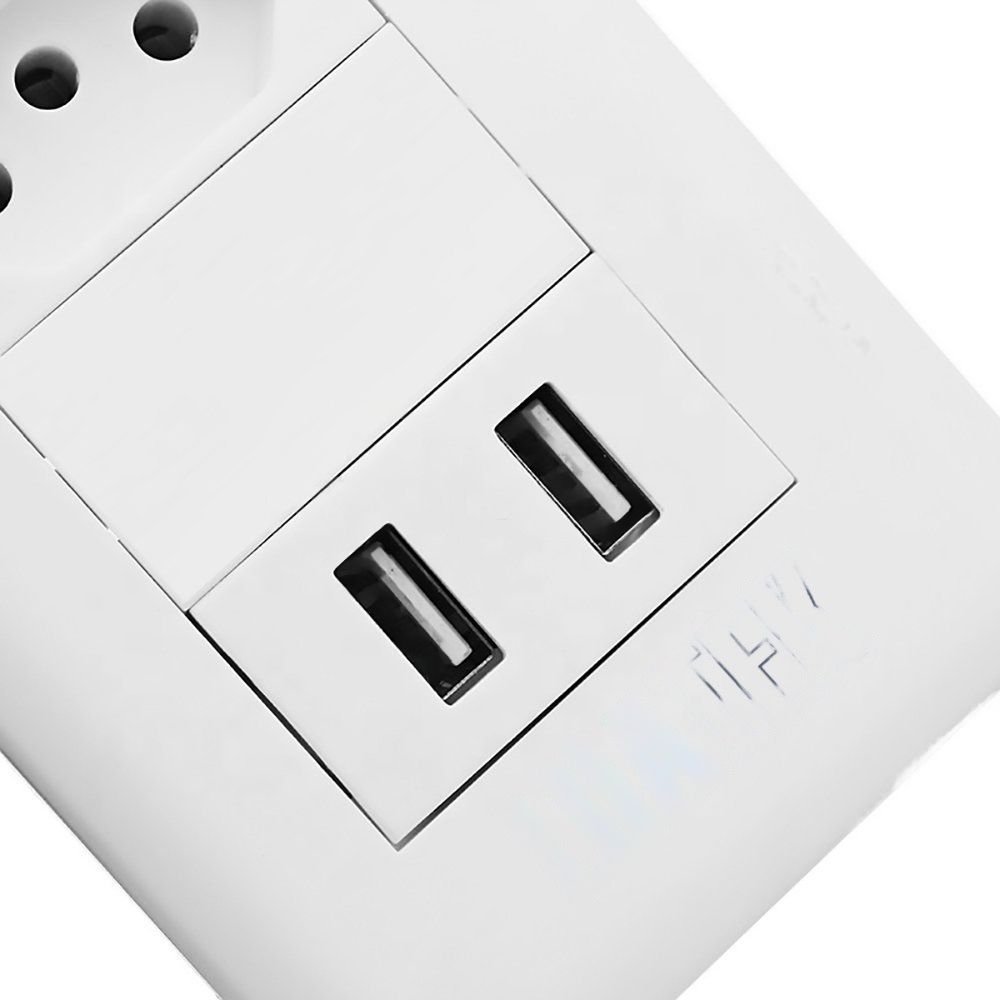 Tomada de Parede 1 Entrada Fonte 2 Usb 5v Smart House Casa Inteligente ...