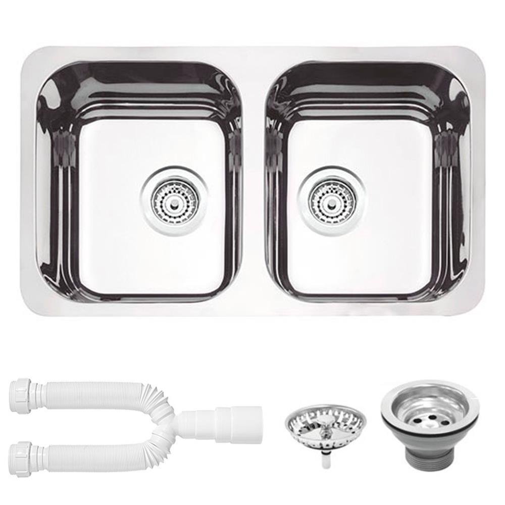 Cuba Dupla Tramontina Isis Plus 2c 34 Bl Prime Aço Inox Alto Brilho ...