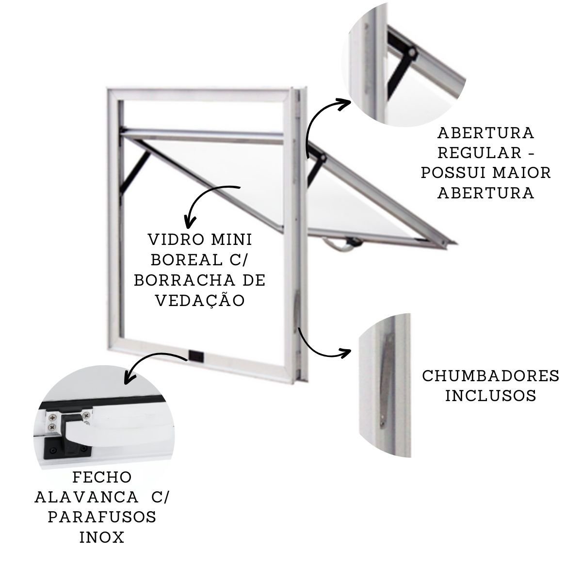 Janela Vitrô Maxim-ar Abertura Central 1 Folha Vidro Mini Boreal ...