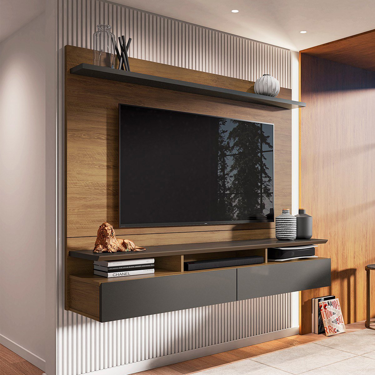 Painel Suspenso para TV até 55" Boston L01 - Doce Sonho Móveis PAINEL ...