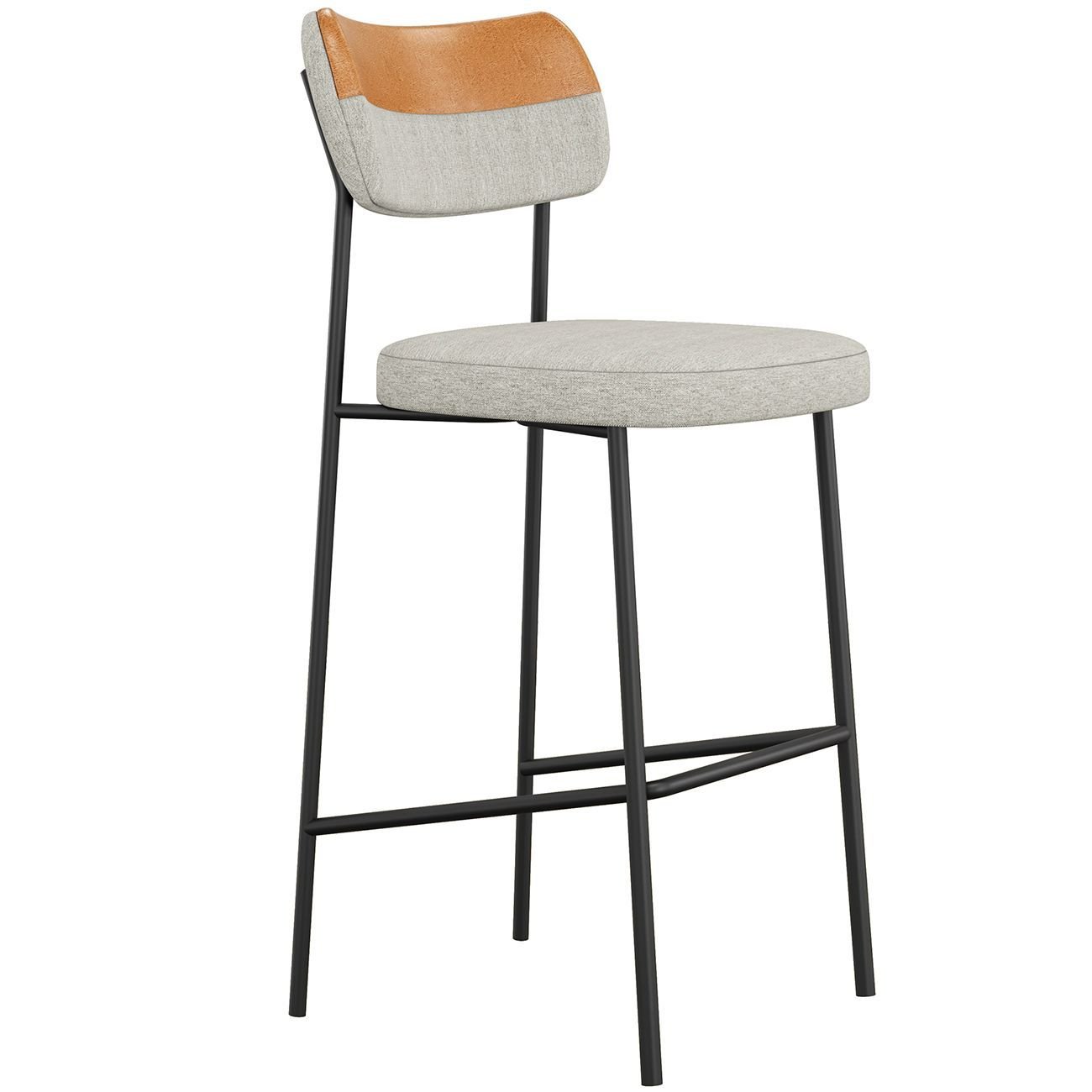 Banqueta Alta Bar Estofada Milli Linho Caramelo/cinza A14 - Mpozenato | MadeiraMadeira