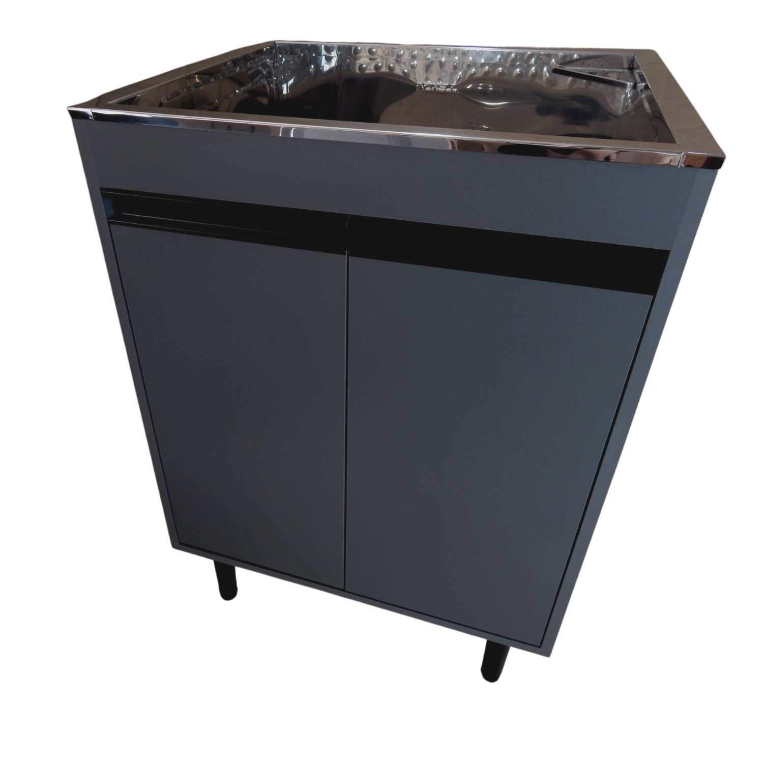 Tanque De Lavar Roupa Inox 46L Com Gabinete 2 Portas Grafite ...