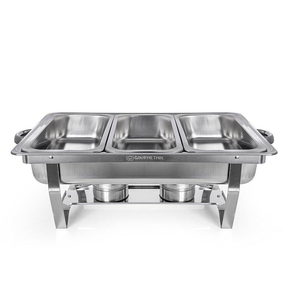 Rechaud Inox Retangular 11L - 3 Cubas | MadeiraMadeira