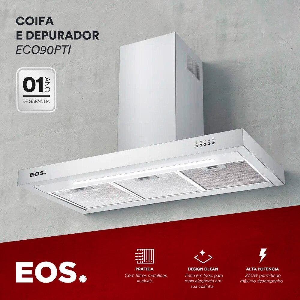 Coifa e Depurador de Parede EOS 90cm Inox ECO90PTI 110V | MadeiraMadeira