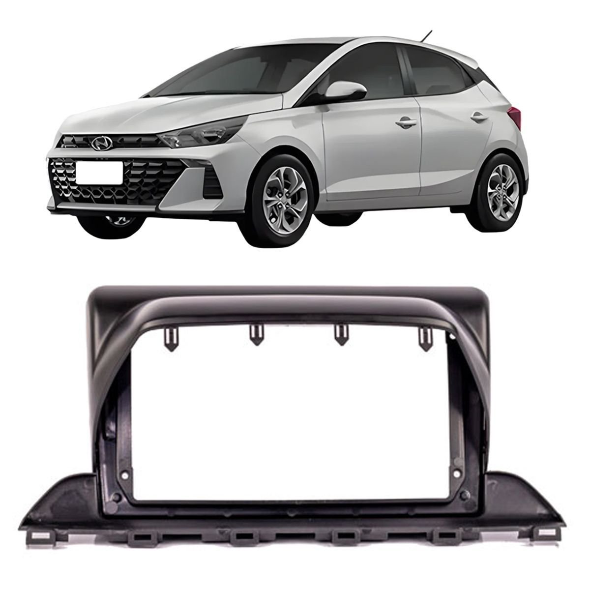 Moldura 9 Polegadas Hb20 2020 À 2024 Painel Central Multimidia Preta Som | MadeiraMadeira