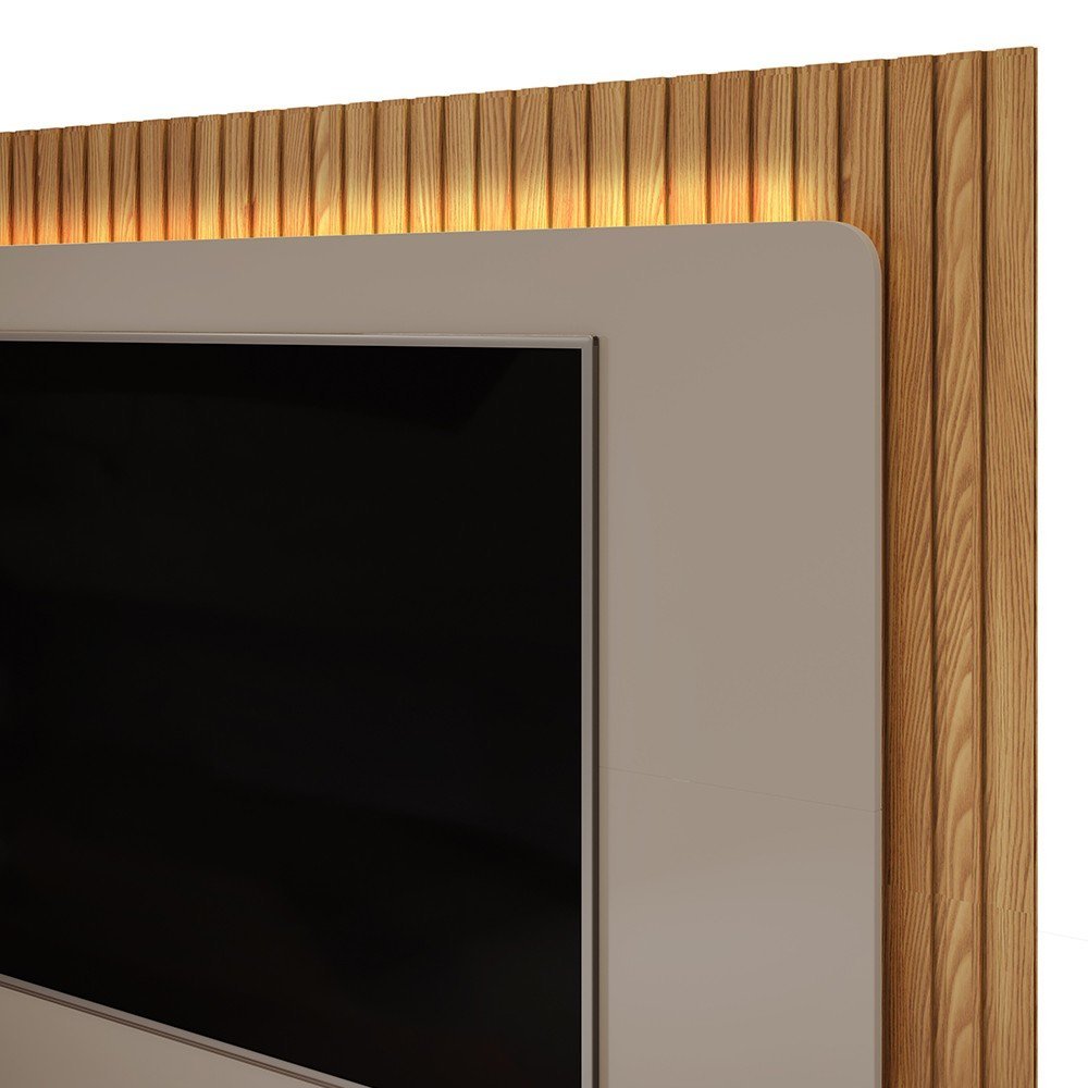 Painel Ripado para Tv 70 Pol com Bancada Suspensa 210cm Trevis D04 Griz ...